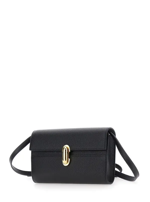 Savette Symmetry Shoulder Bag In Grained Leather With Clasp - Multicolor