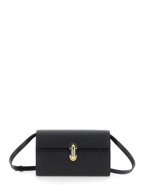 Savette Symmetry Shoulder Bag In Grained Leather With Clasp - Multicolor