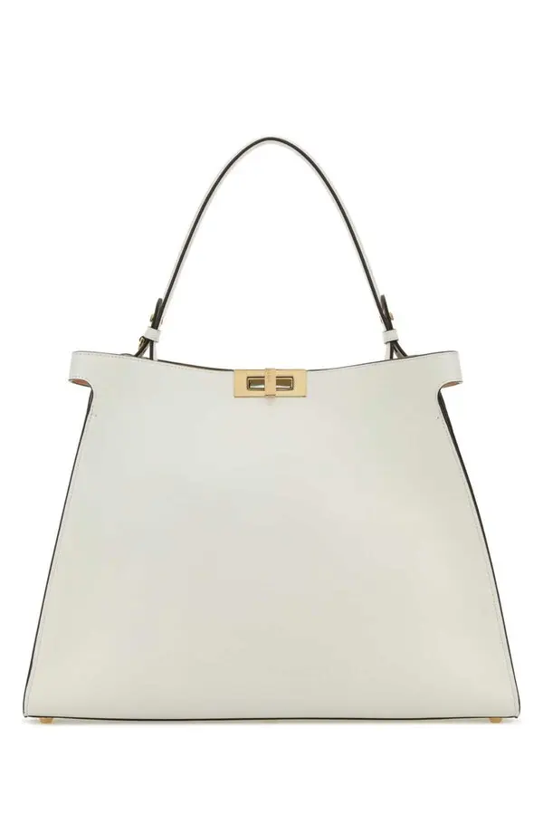 Fendi Leather Large Shopping Bag - White