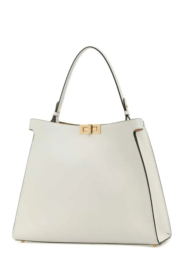 Fendi Leather Large Shopping Bag - White
