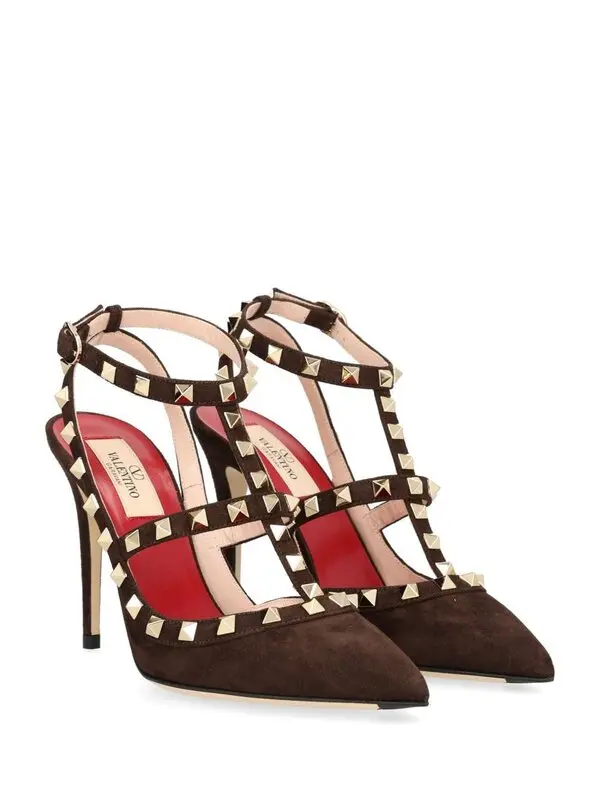 Valentino Garavani Rockstud Pumps With Ankle Strap - Brown
