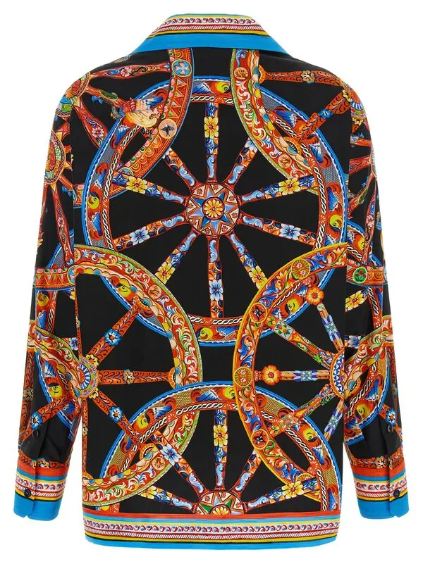 Dolce & Gabbana Carretto" Print Cotton Poplin "hawaii" Shirt