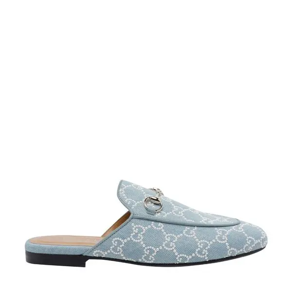 Gucci Princetown Slippers With Pearls In Gg Denim