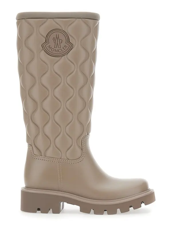 Moncler Quilted Knee-high Boots - Cream