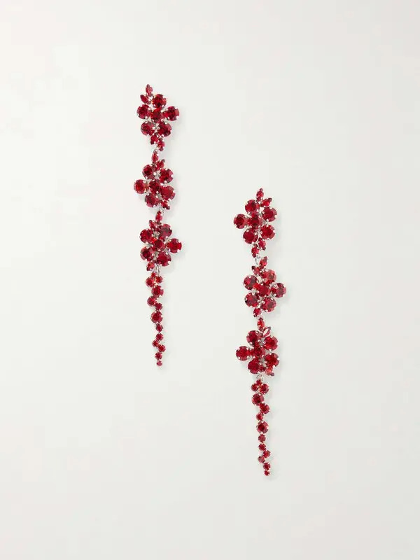 Simone Rocha Floral Drip Crystal-embellished Silver-tone Earrings