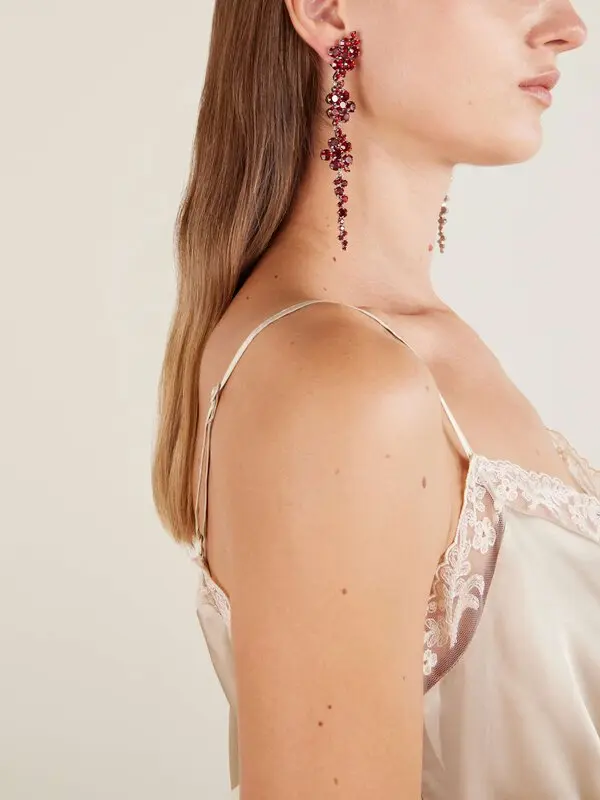 Simone Rocha Floral Drip Crystal-embellished Silver-tone Earrings