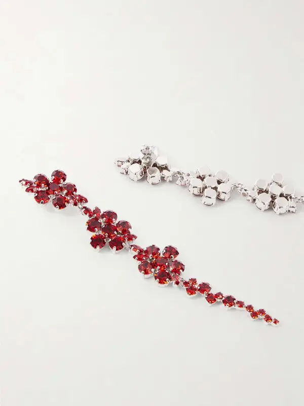 Simone Rocha Floral Drip Crystal-embellished Silver-tone Earrings