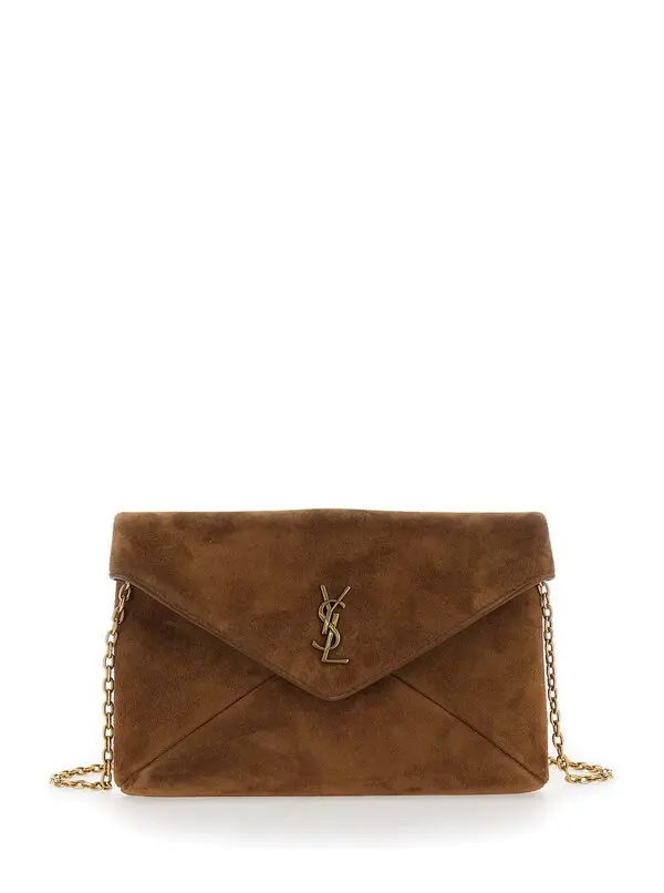 Saint Laurent Suede Envelope Bag - Brown