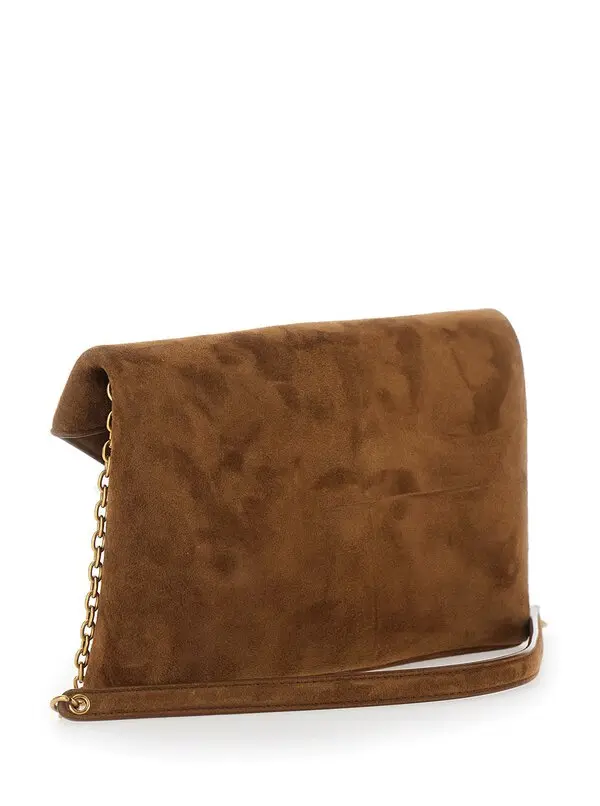 Saint Laurent Suede Envelope Bag - Brown