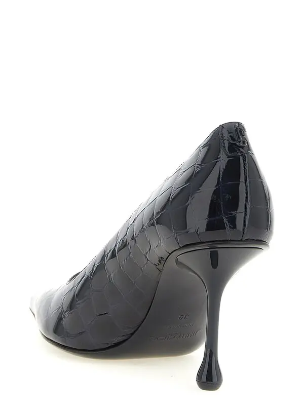 JIMMY CHOO Ixia Pumps In Crocodile Print Patent Leather - Blue