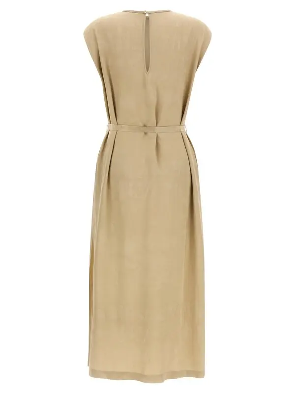 Peserico Fluid Viscose Midi Dress With Belt