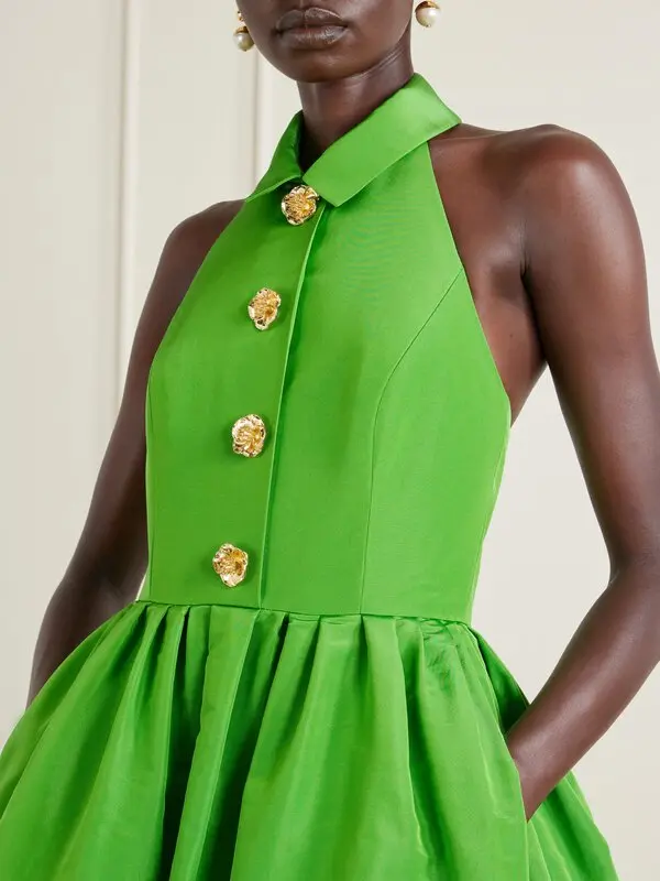 Carolina Herrera Halterneck Embellished Silk-faille Gown
