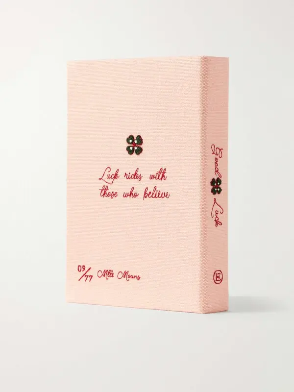 OLYMPIA LE-TAN Good Luck Embroidered Canvas Clutch