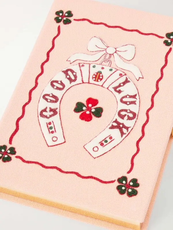 OLYMPIA LE-TAN Good Luck Embroidered Canvas Clutch