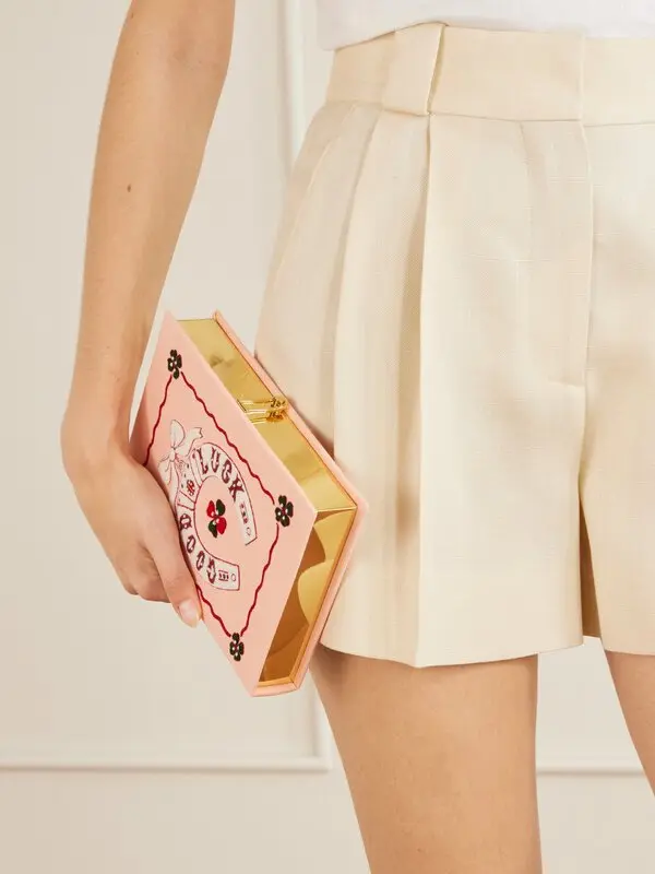 OLYMPIA LE-TAN Good Luck" Embroidered Book Clutch