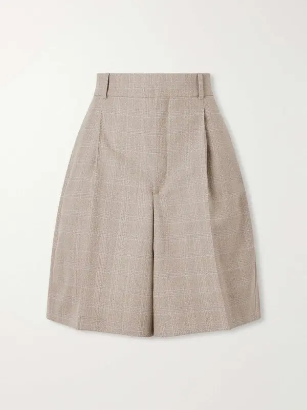 Bottega Veneta Prince Of Wales Wool Knee-length Shorts - Gray