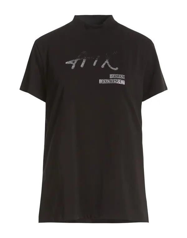 Armani Exchange Cotton Elastane T-shirt With Glittered Logo