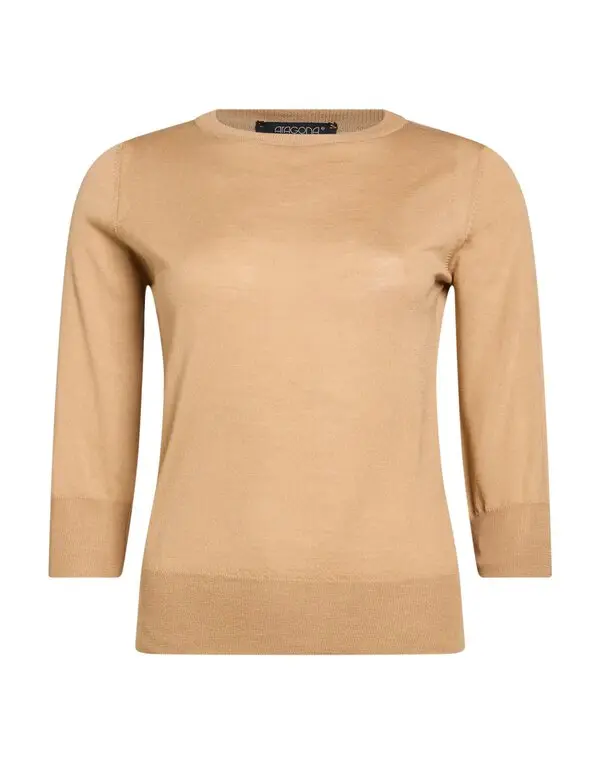 ARAGONA Merino Wool Mock Neck 3/4 Sleeve Sweater