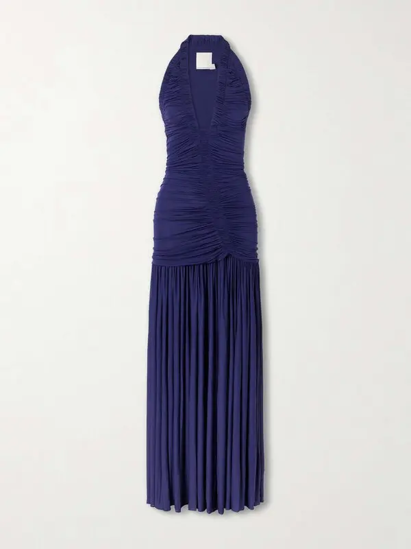 Christopher Esber Orion Gathered Jersey Gown - Indigo