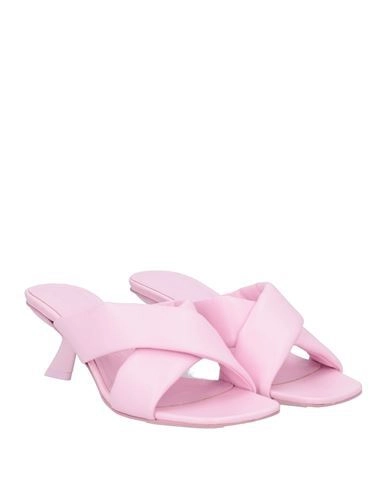 FERRAGAMO Lambskin Square Toe Geometric Heel Sandals - Pink
