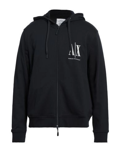 Armani Exchange Zip-up Embroidered Logo French Terry Hoodie - Blue