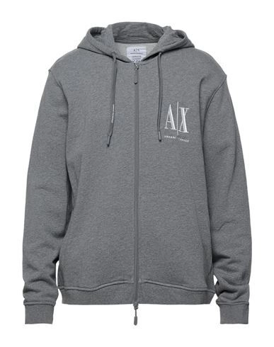 Armani Exchange Zip-up Embroidered Logo French Terry Hoodie - Grey