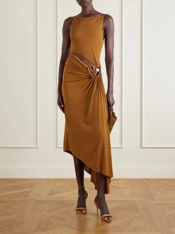 Christopher Esber Veer Crystal-embellished Draped Midi Dress