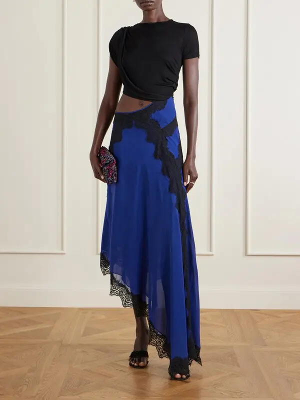 Christopher Esber Verve Asymmetric Lace-trimmed Dress - Multi