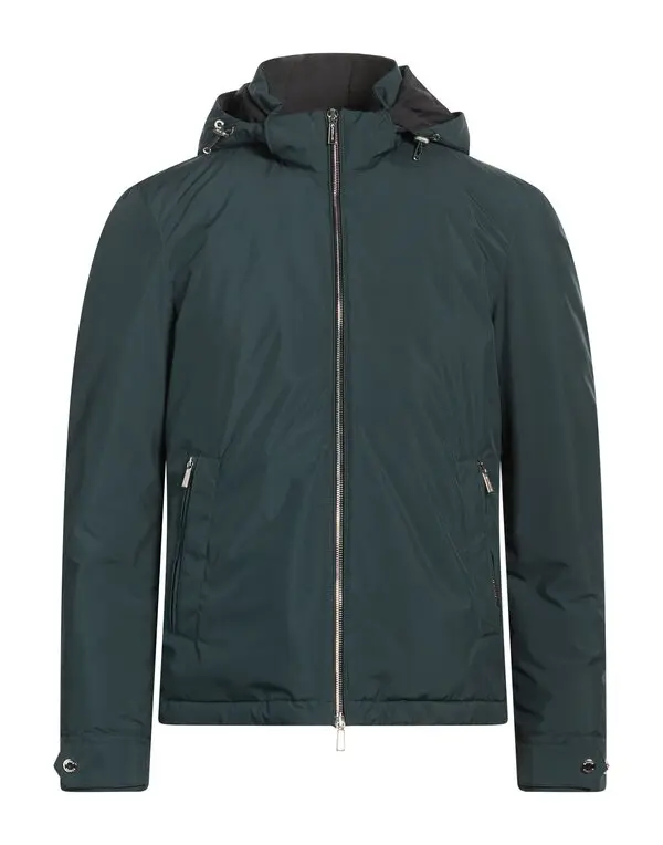 MOORER Dark Polyester Hooded Jacket With Down Padding
