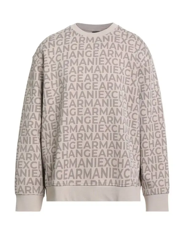 Armani Exchange Cotton Sweatshirt With All-over Logo Print - Beige