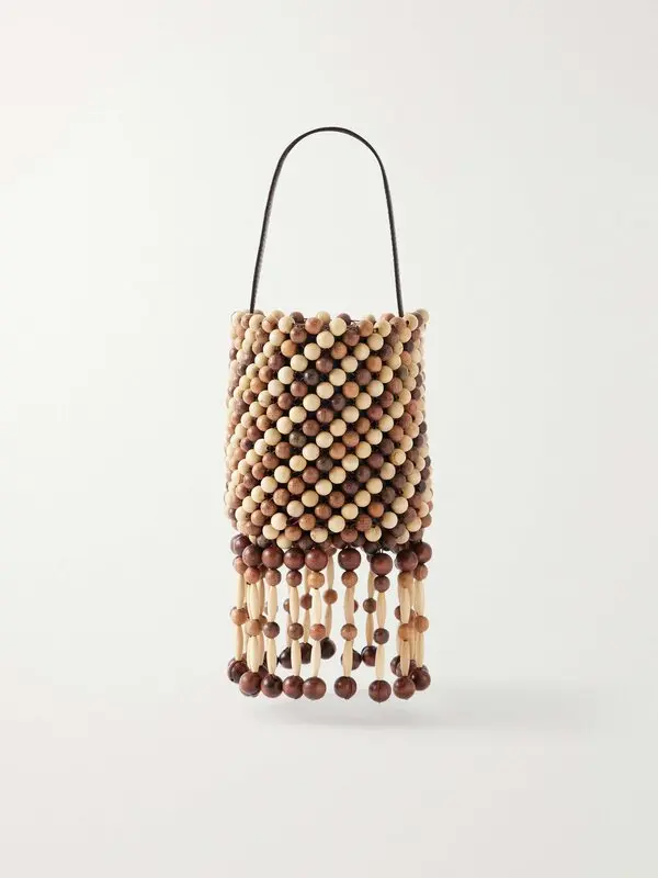 Rabanne Beaded Mini Wood Shoulder Bag - Brass