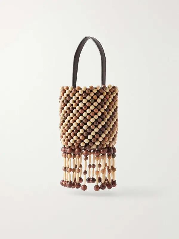 Rabanne Beaded Mini Wood Shoulder Bag