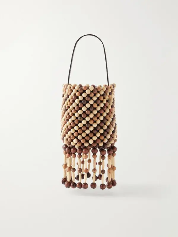 Rabanne Beaded Wood Shoulder Bag