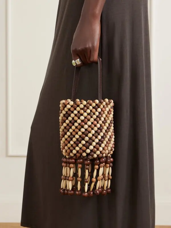 Rabanne Beaded Wood Shoulder Bag