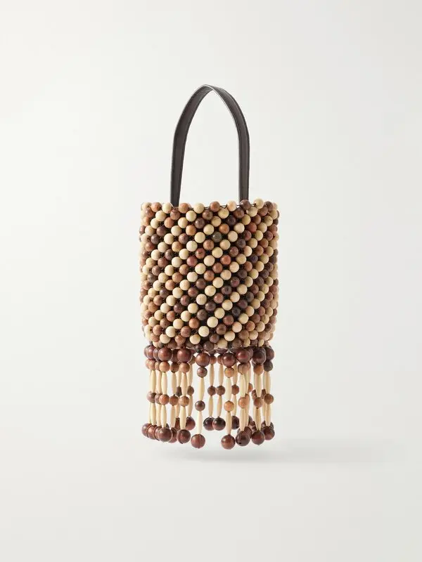 Rabanne Beaded Wood Shoulder Bag