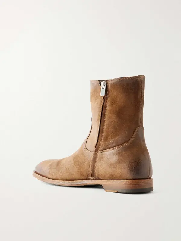 Officine Creative Waxed-suede Biker Boots
