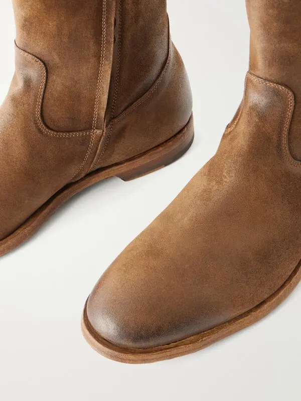 Officine Creative Waxed-suede Biker Boots