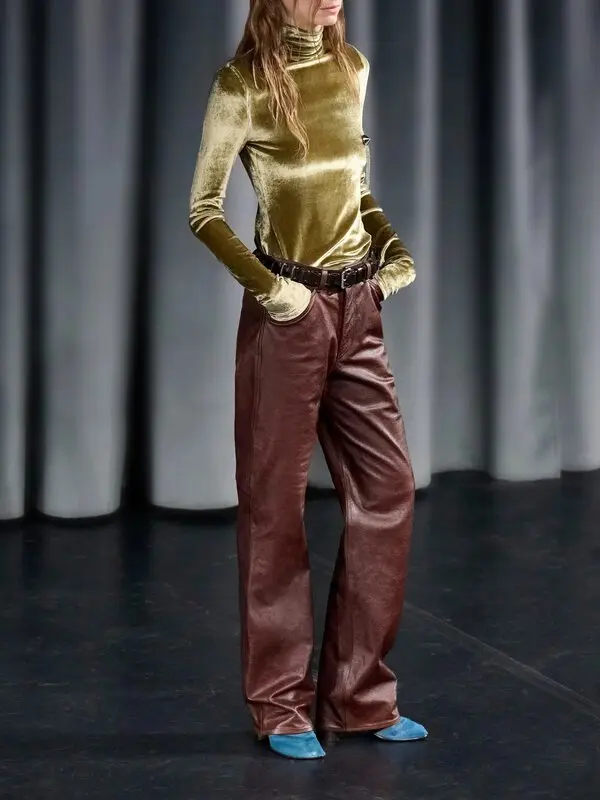LEMAIRE Velvet High Neck Top - Gold