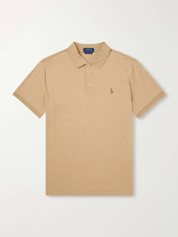 Polo Ralph Lauren Logo-embroidered Cotton-jersey Polo Shirt - Beige