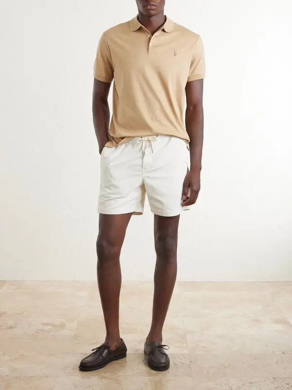 Polo Ralph Lauren Logo-embroidered Cotton-jersey Polo Shirt - Neutrals