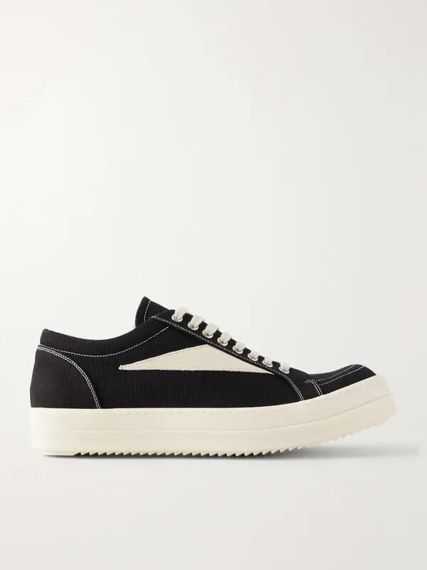 Rick Owens Vintage Suede-trimmed Denim Sneakers - Black