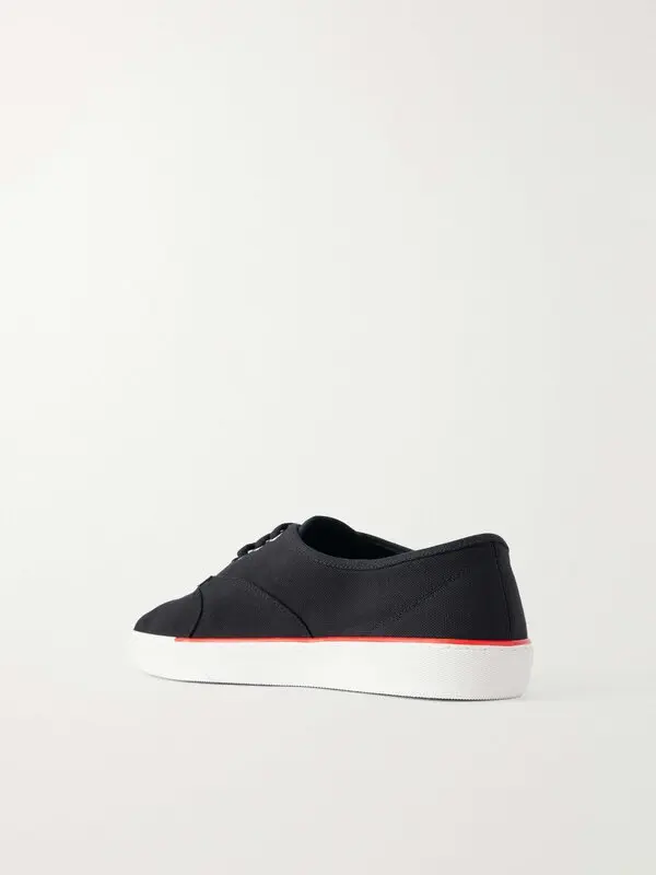 Celine Logo-detailed Suede-trimmed Canvas Sneakers