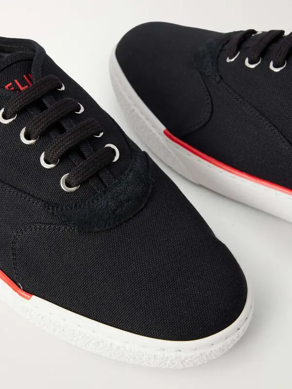 Celine Logo-detailed Suede-trimmed Canvas Sneakers