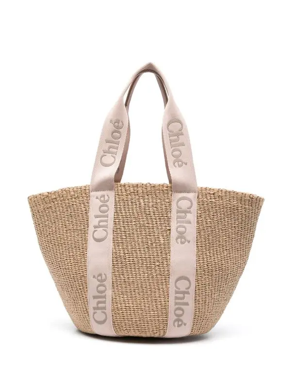 Chloé Woody Large Rafia Tote - Pink
