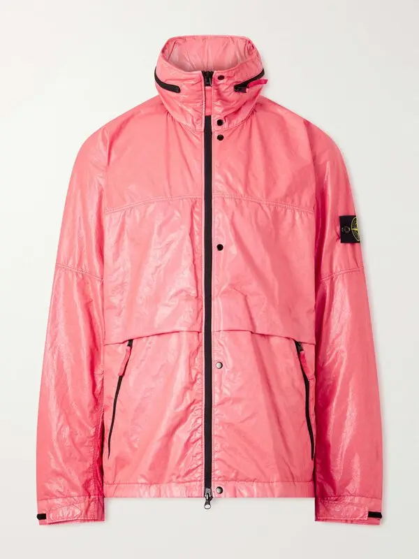 Stone Island Garment-dyed Crinkled-shell Hooded Jacket - Pink