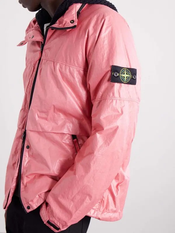 Stone Island Garment-dyed Crinkled-shell Hooded Jacket