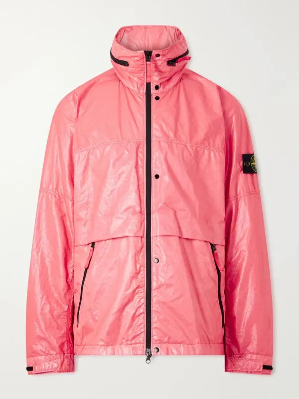 Stone Island Garment-dyed Crinkled-shell Hooded Jacket