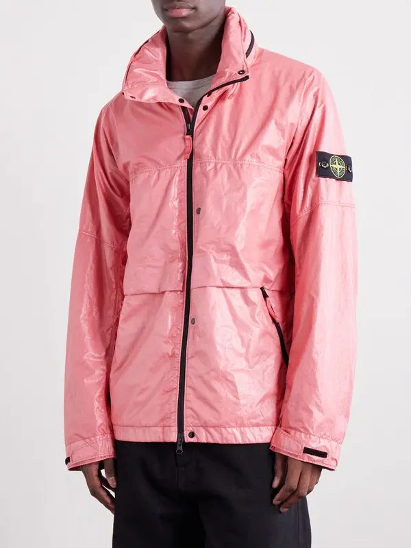 Stone Island Garment-dyed Crinkled-shell Hooded Jacket
