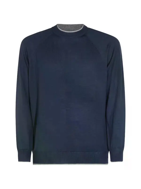 Eleventy Raglan-sleeve Wool Sweater - Blue