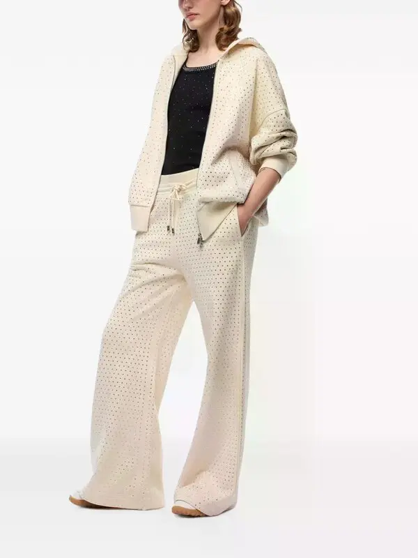 Pinko Fully Rhinestoned Wide-leg Fleece Trousers